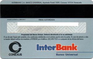 Bank Card: InterBank - InterCash (Interbank, VenezuelaCol:VE-MS-0349