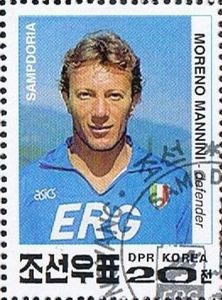 Stamp: Moreno Mannini, defender (Korea, North(U.C. Sampdoria, Italian ...