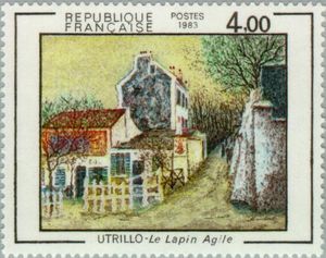 Stamp: Maurice Utrillo (1883-1955) "The nimble rabbit" (France ...