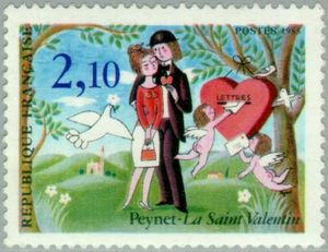 Stamp: Peynet lovers - Valentine's Day (France(Valentine's day) Yt:FR 2354,Mi:FR 2483,Sn:FR 1965 ...