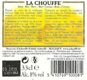 Drink Label: La Chouffe Blonde (Brasserie d'Achouffe, BelgiumCol:BE ...