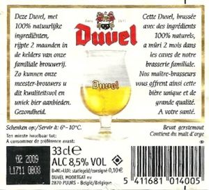 Drink Label: Duvel (Duvel Moortgat, Belgium) Col:BE-BEER-000007