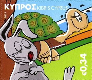 Stamp: The Hare and the Tortoise (Cyprus(Aesop's Fables) Mi:CY 1220,Sn ...