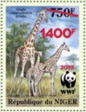 Stamp: West African Giraffe - Red Overprint (Niger(WWF - Giraffes ...