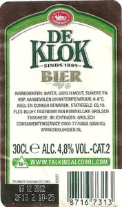 Drink Label: De Klok Bier (Grolsch Brouwerij, NetherlandsCol:NL-BEER-000017