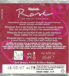 Drink Label: Wittekerke Rosé (Bavik-De Brabandere, BelgiumCol:BE-BEER ...