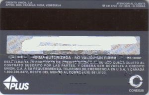 Bank Card: BancUnion (Banc Union, VenezuelaCol:VE-VI-0368