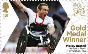 Stamp: Mickey Bushell 100m Track (United Kingdom of Great Britain ...