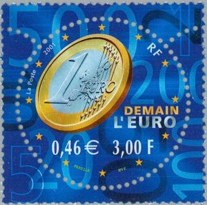 Stamp: Tomorrow The Euro (FranceYt:FR 3402,Mi:FR 3542,Sn:FR 2830,Sg:FR ...