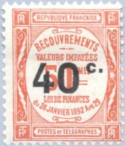 Stamp: Recoveries - Tax to be collected overprint (France(Postage Due ...