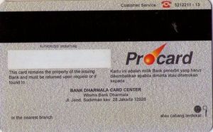 Cartões de bancos: Procard (Bank Dharmala, IndonésiaCol:ID-GM-0014