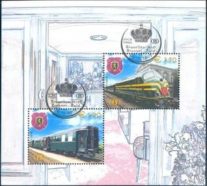 Stamp: Railway Vignette. Souvenir Sheet with trains of King Leopold ...