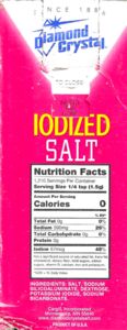 Food Label: Diamond Crystal Iodized (Cargill, Inc., United States of ...