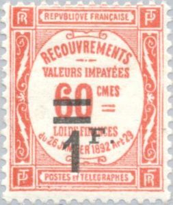 Stamp: Recoveries - Tax to be collected overprint (France(Postage Due ...