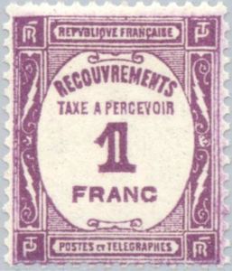 Stamp: Recoveries - Tax to be collected (France(Postage Due - 3rd ...