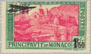 Stamp: Monte Carlo harbor - overprint and surcharge (Monaco(Views) Mi ...