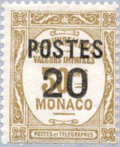 Stamp: Numeral overprinted and surcharged (Monaco(Postage due ...