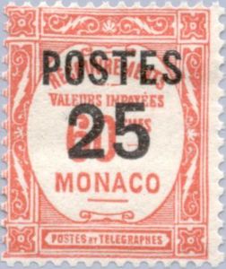 Stamp: Numeral overprinted and surcharged (Monaco(Postage due ...