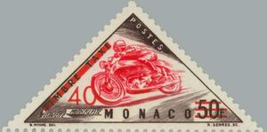 Stamp: Motorcycle driver (Monaco(Overprint on postage dues) Mi:MC 555 ...