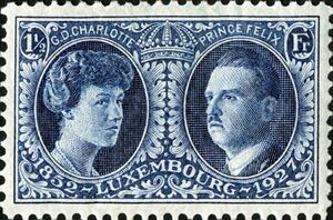 Stamp: Grand Duchess Charlotte and Prince Felix (1½ Fr. blue ...