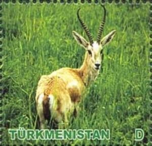Stamp: Goitered Gazelle Buck (Gazella subgutturosa) (Turkmenistan(Fauna ...