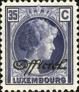 Stamp: Grand Duchess Charlotte facing Right (35c Official - violet ...