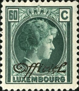 Stamp: Grand Duchess Charlotte facing Right (60c Official-blue gr ...