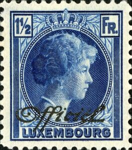 Stamp: Grand Duchess Charlotte facing Right (1½ Fr. Official-blue ...