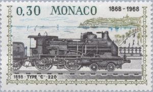 Stamp: 2'B Tender locomotive Type C.220 (1898) (Monaco(Railway Nice ...