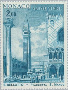 Monaco: Marcus place; painting by Bernardo Bellotto (Canaletto), 1972 ...