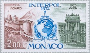 Stamp: 60th anniv. of the planned establishment of Interpol (MonacoMi ...