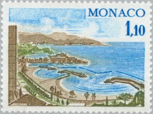 Stamp: Beach of Monte Carlo (Monaco) (Views and buildings of the ...