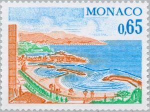 Stamp: Beach of Monte Carlo (Monaco(Views and buildings of the ...