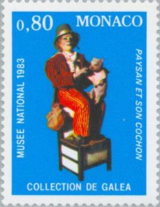 Stamp: Farmer with pigs (Monaco(Vending machines of the 19th century ...