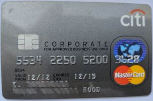 Bank Card: Citibank MasterCard Corporate Business - 01/12 (Citibank ...