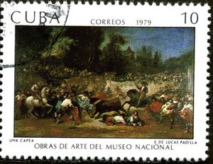Stamp: Eugenio Lucas Padilla (1824-1870): bullfighting (Cuba(Paintings ...