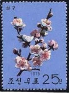 Stamp: Apricot (Korea, North) (Blossoms of trees and shrubs) Mi:KP 1417 ...