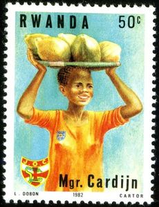 Briefmarke: Girl with fruits (Ruanda(Cardinal Cardijn - Birth centenary ...