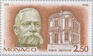 Stamp: 75th anniv. of the first constitution of the Principalit ...
