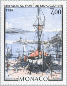 Stamp: Sailing Boat in the Harbor of Monaco (1915) (Monaco(Monte Carlo ...