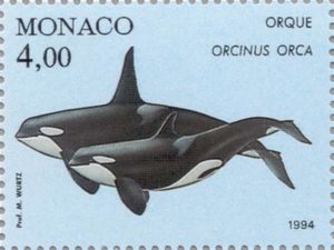 Stamp: Killer Whale (Orcinus orca) (Monaco(Whales) Mi:MC 2169,Sn:MC ...