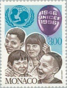 Stamp: 50th Anniversary of UNICEF (Monaco(50th Anniversary of UNICEF ...
