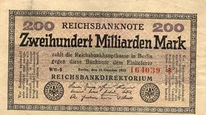 Banknote: 200 Milliarden Mark (Germany(1923 7th Issues - Reichsbanknote ...