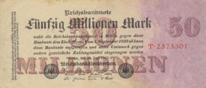 Banknote: 50,000,000 Mark (Germany(1923 4th Issues - Reichsbanknote ...