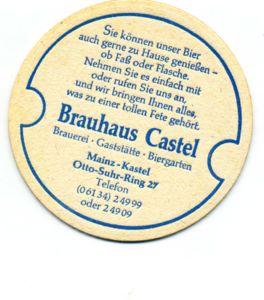 Beer Coaster: Brauhaus Castel (Brauhaus Castel, Germany, Federal ...