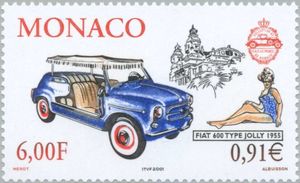 Stamp: Fiat 600 Type Jolly (1955) (Monaco(Car and Fashion) Mi:MC 2529 ...