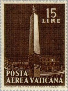 Stamp: Vatican Obelisk and Apostolic Palace (Vatican City(Obelisks) Mi ...