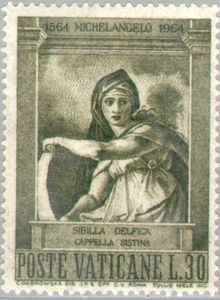 Stamp: Delphic Sibyl (Vatican City(400th death anniversary of ...