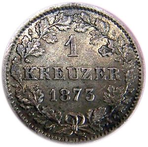Coin: 1 Kreuzer (German States(Württemberg (1864~1891 - 3rd King ...