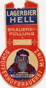 Drink Label: Lagerbier hell - cord label (Schöfferhof Brauerei, Germany ...